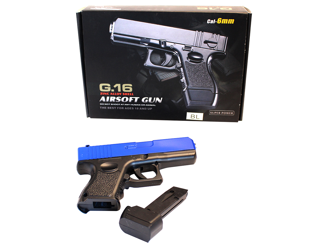 G16 Galaxy Airsoft Metal Spring Pistol - Two Tone - Trimex Wholesale UK