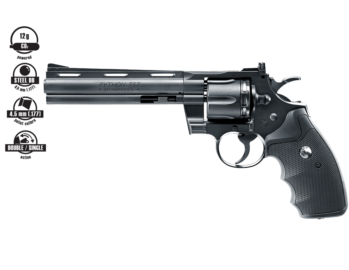 Colt Python 6″ 357 .177 Pellet & BB Co2 Air Pistol - Trimex Wholesale UK