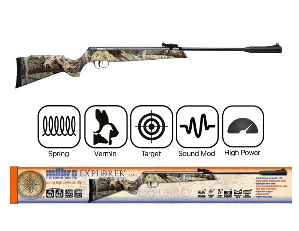 Milbro Explorer Camo .22 Spring Air Rifle - Trimex Wholesale UK