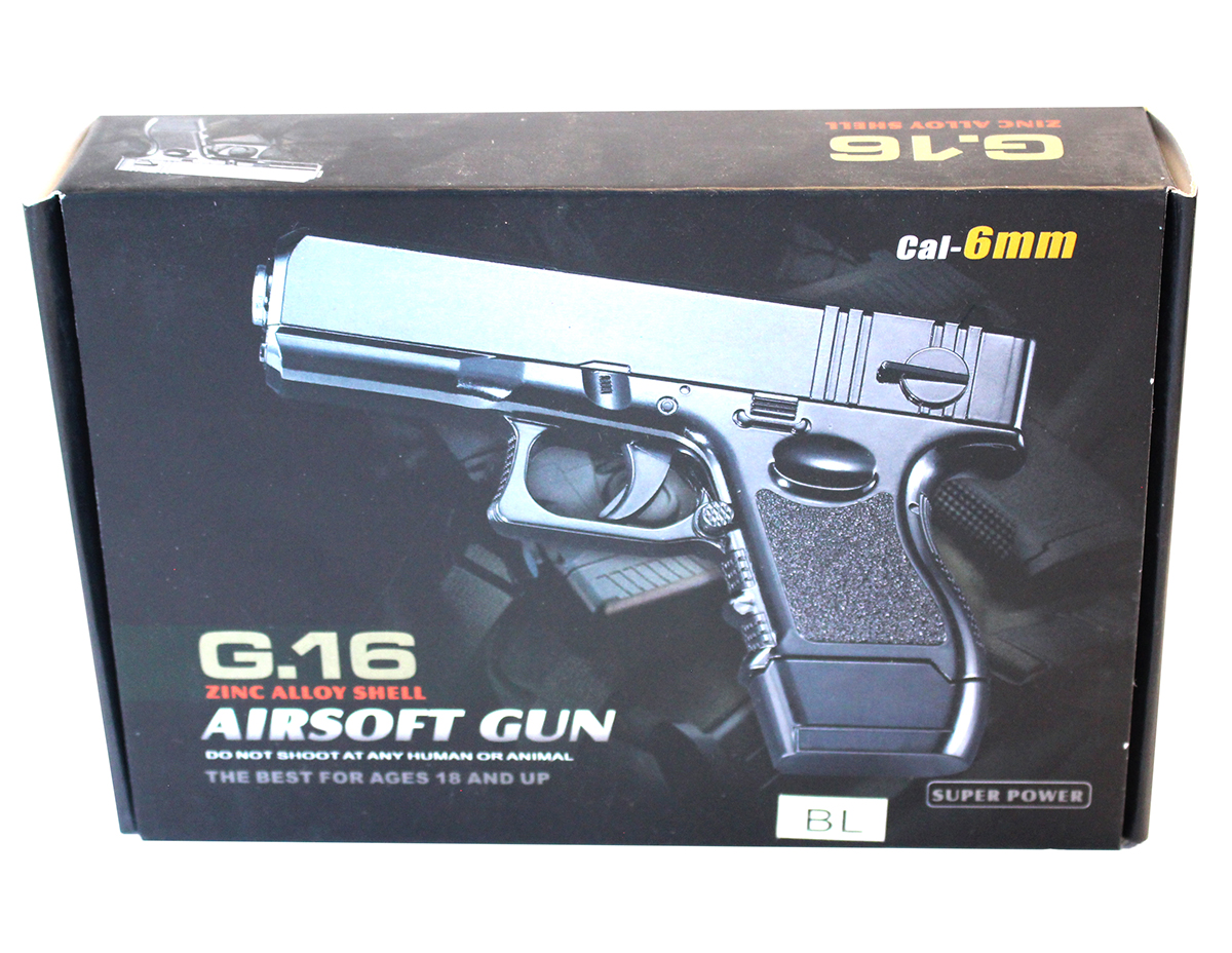 Galaxy G16 Airsoft Metal Spring Pistol - Black - Trimex Wholesale UK