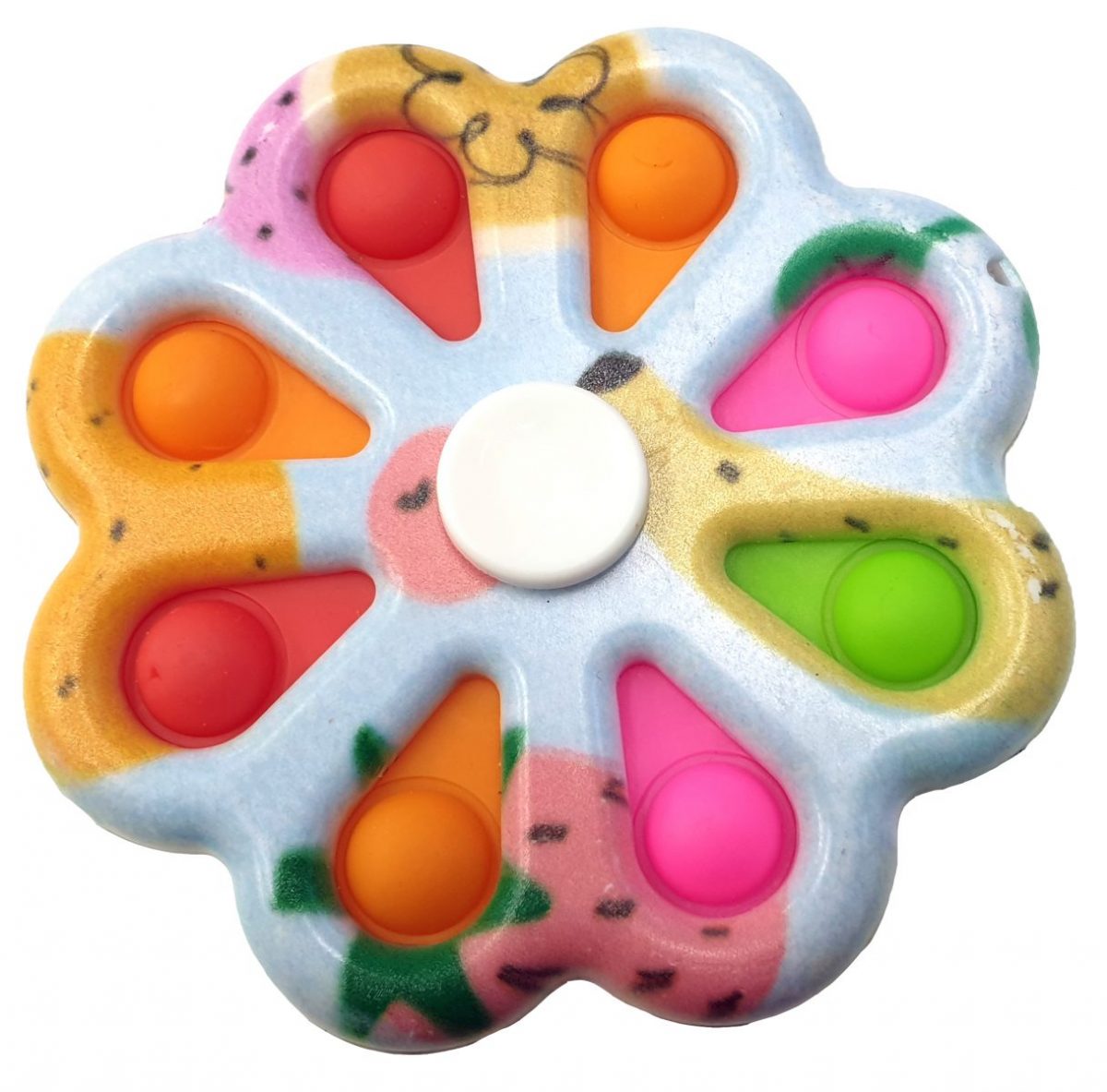 FLOWER PRINTED POPPING SIMPLE DIMPLE FIDGET SPINNER - Trimex Wholesale UK