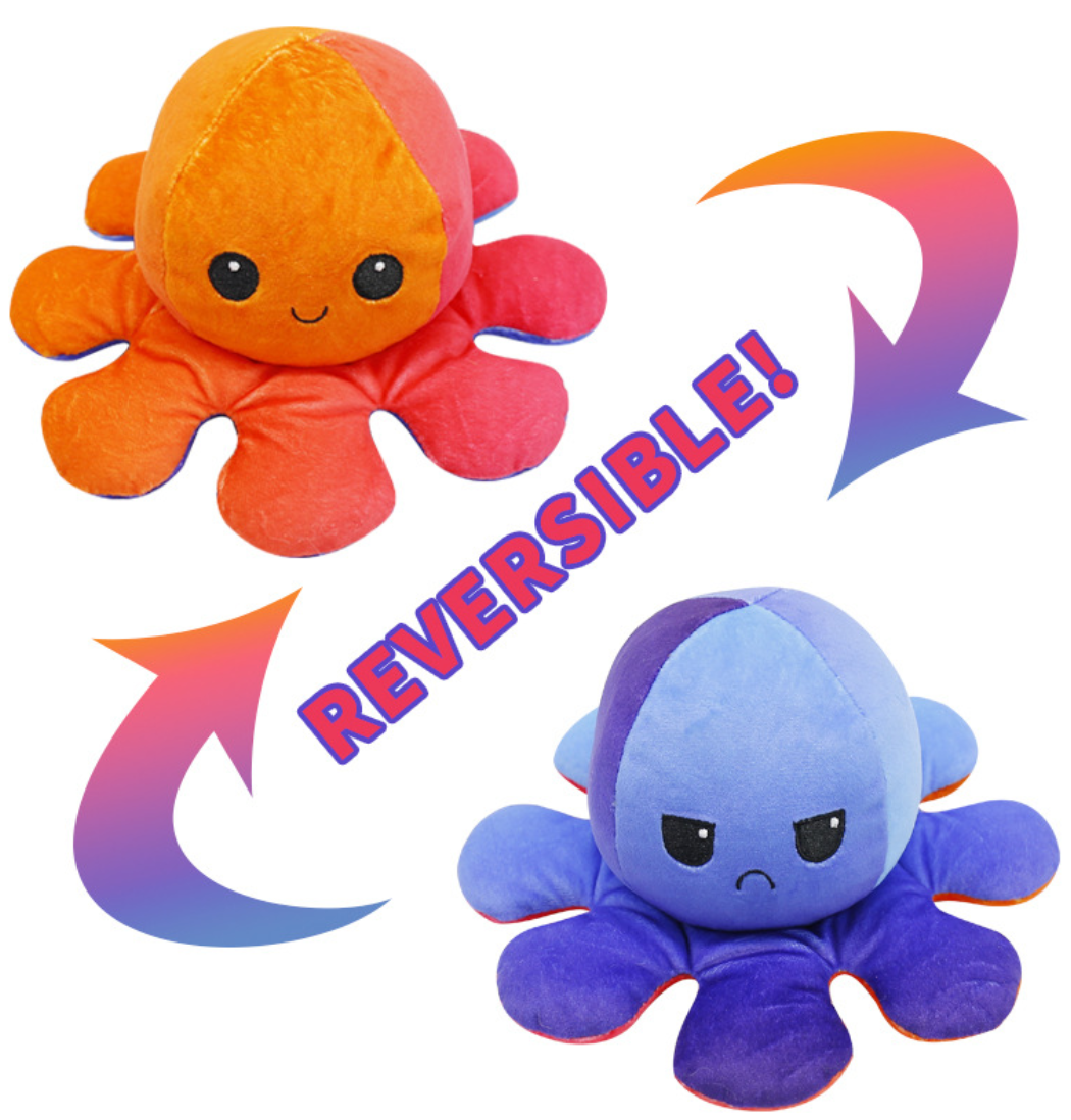 MU01 80CM MULTICOLOUR REVERSIBLE OCTOPUS MOODEES TOY - Trimex Wholesale UK