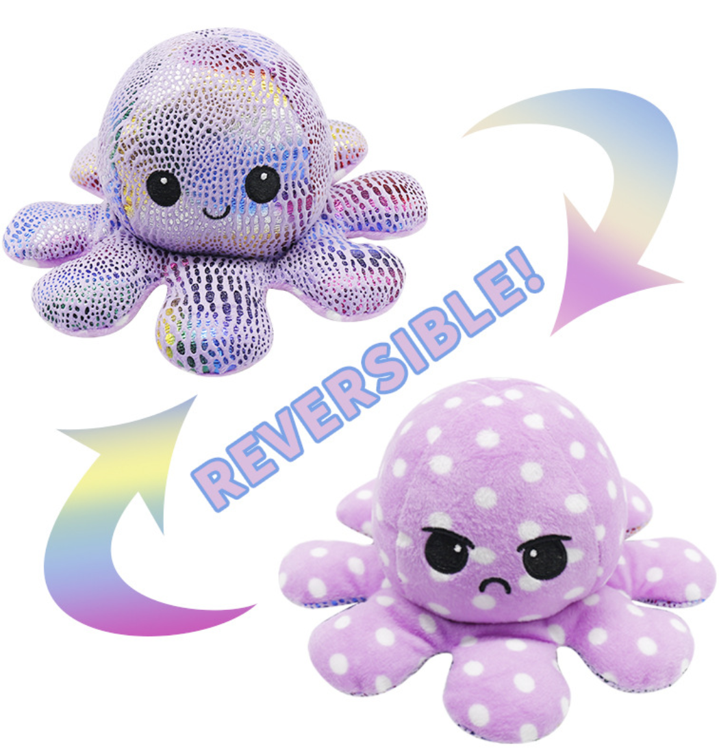 MU01 80CM MULTICOLOUR REVERSIBLE OCTOPUS MOODEES TOY - Trimex Wholesale UK