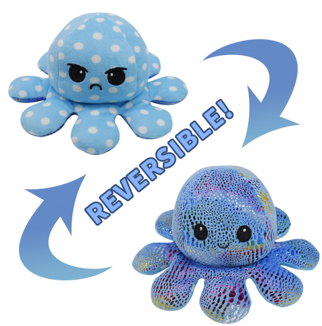 MU01 80CM MULTICOLOUR REVERSIBLE OCTOPUS MOODEES TOY - Trimex Wholesale UK