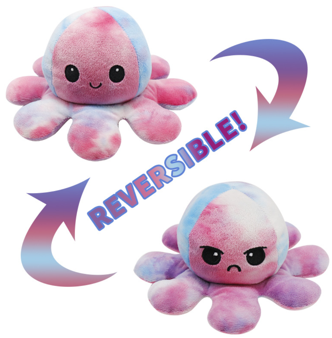 MU01 80CM MULTICOLOUR REVERSIBLE OCTOPUS MOODEES TOY - Trimex Wholesale UK