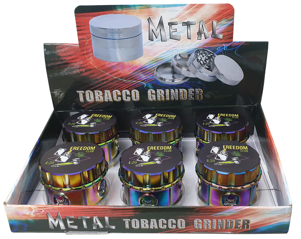 HX117-2 PACK OF 6 55MM METAL TOBACCO GRINDER - Trimex Wholesale UK