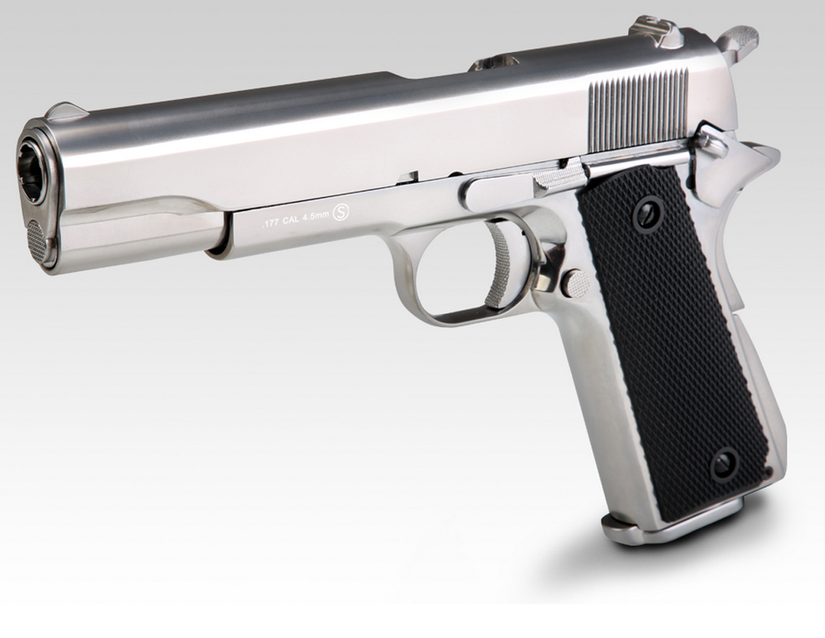 KL 1911 Silver Chrome 4.5mm Co2 Blow back Metal Air Pistol With Hard ...