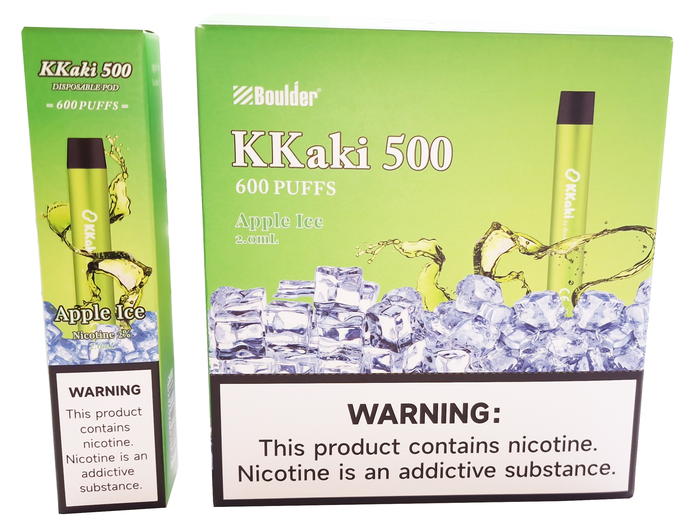 BOULDER KKAKI 600 PUFFS APPLE ICE DISPOSABLE VAPE PACK OF 20 - Trimex ...