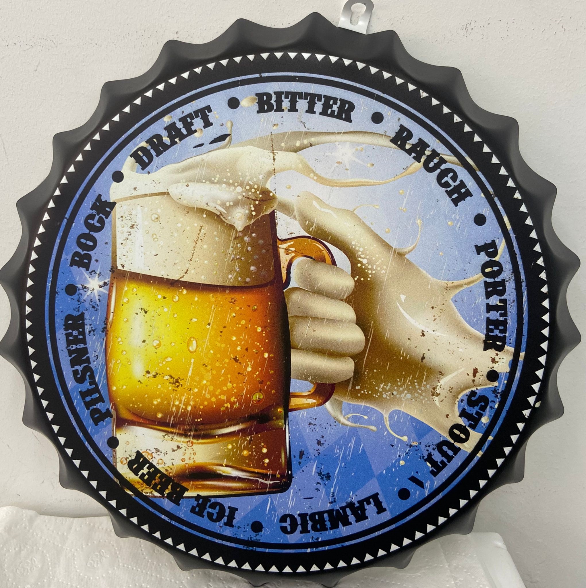 B-022 35CM BOTTLE TOP SIGN - BEER - Trimex Wholesale UK