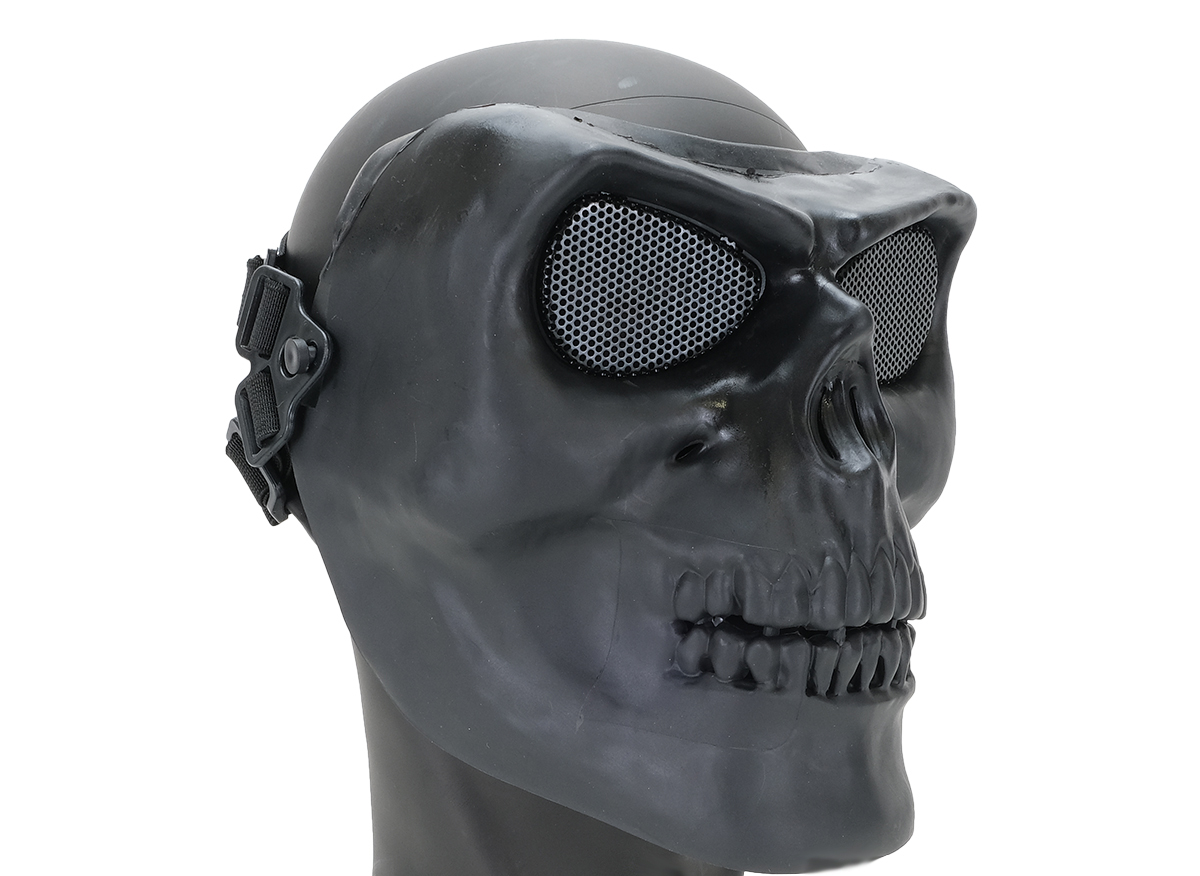 SRC FULL FACE SKULL AIRSOFT MASK V2 BLACK WITH ROUND HOLES - Trimex ...