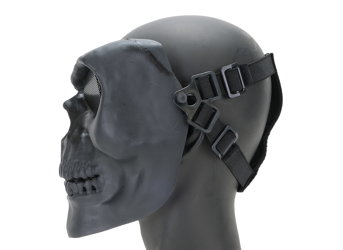 SRC FULL FACE SKULL AIRSOFT MASK V2 BLACK WITH ROUND HOLES - Trimex ...