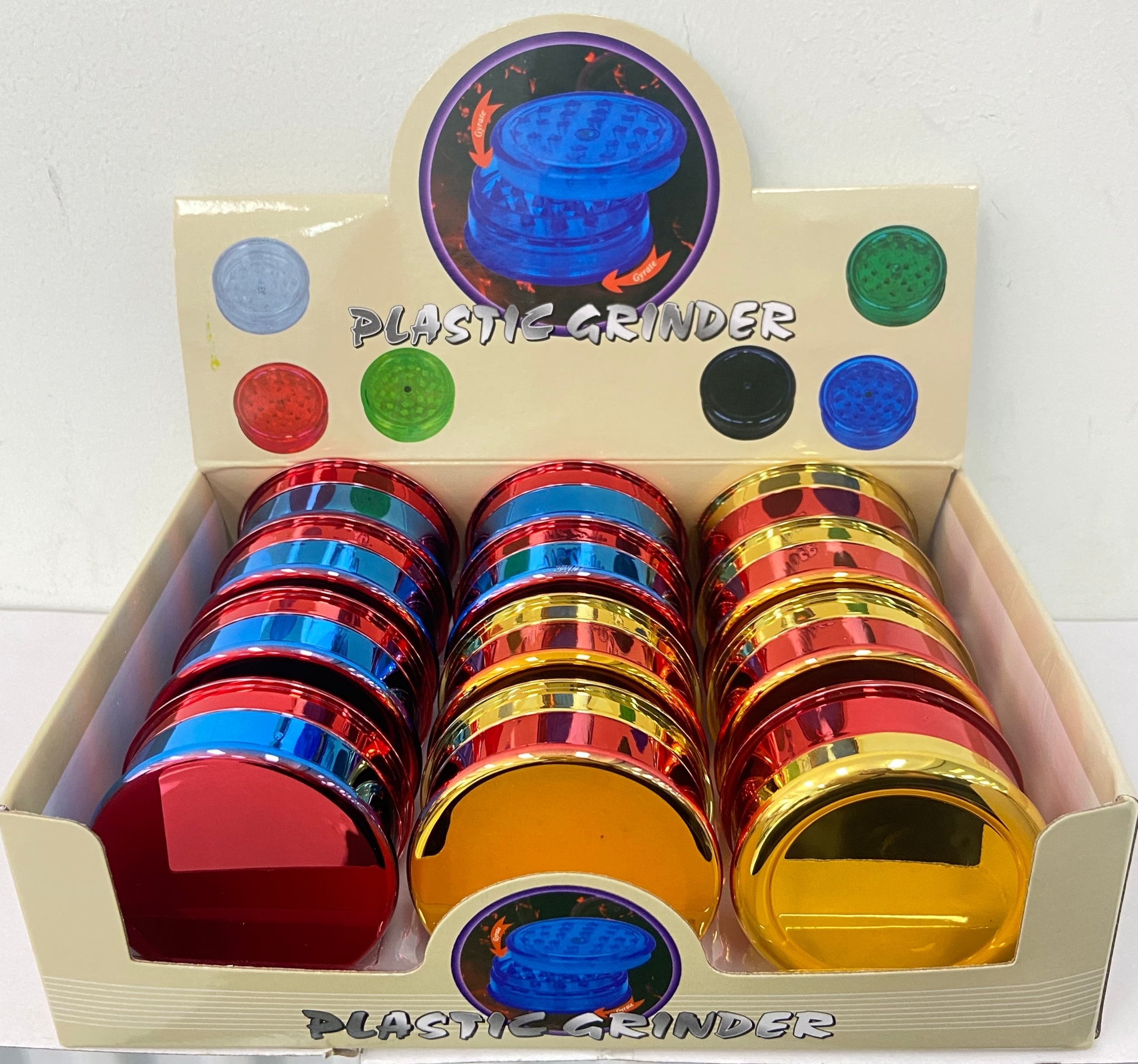 HX033D Pack of 12 50MM Plastic Grinder - Trimex Wholesale UK