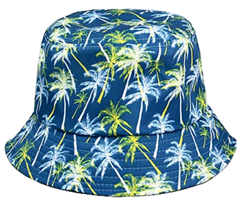 499-5 PALM TREES REVERSABLE SUMMER BUCKET HAT - Trimex Wholesale UK