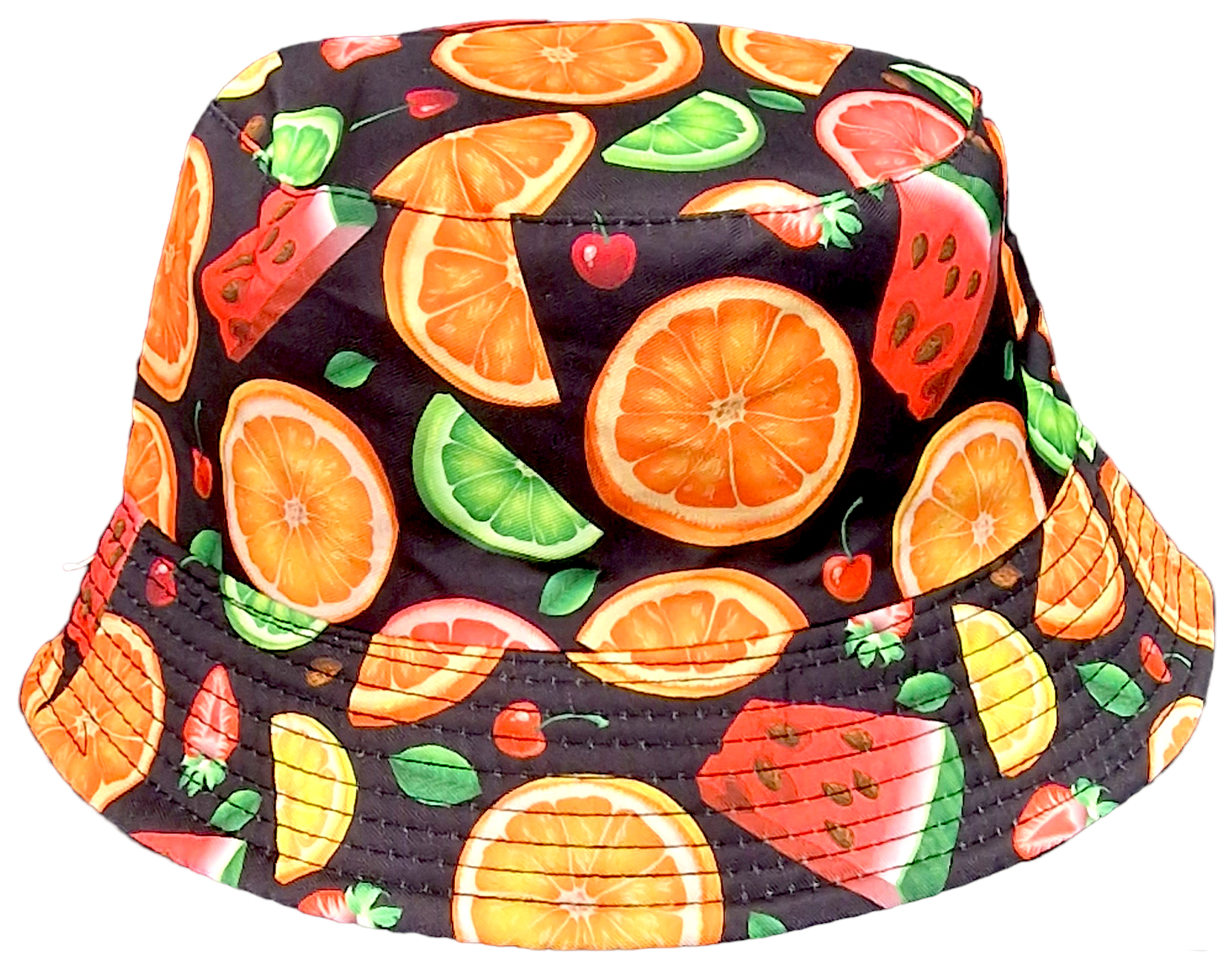 499-6 FRUITS REVERSABLE SUMMER BUCKET HAT - Trimex Wholesale UK