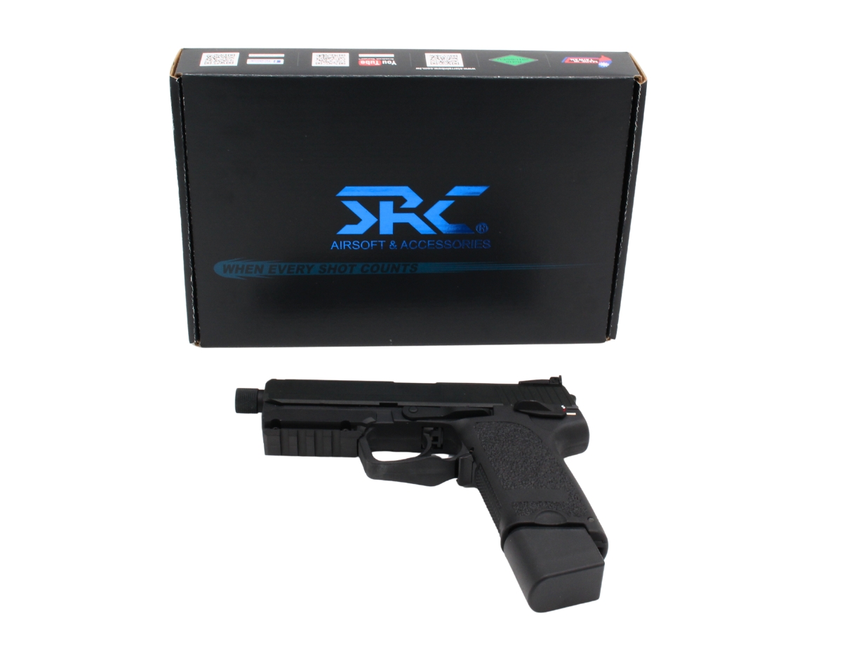 SRC SR-SP.45 USP Tactical CO2 Airsoft Pistol With Threaded Barrel Black ...