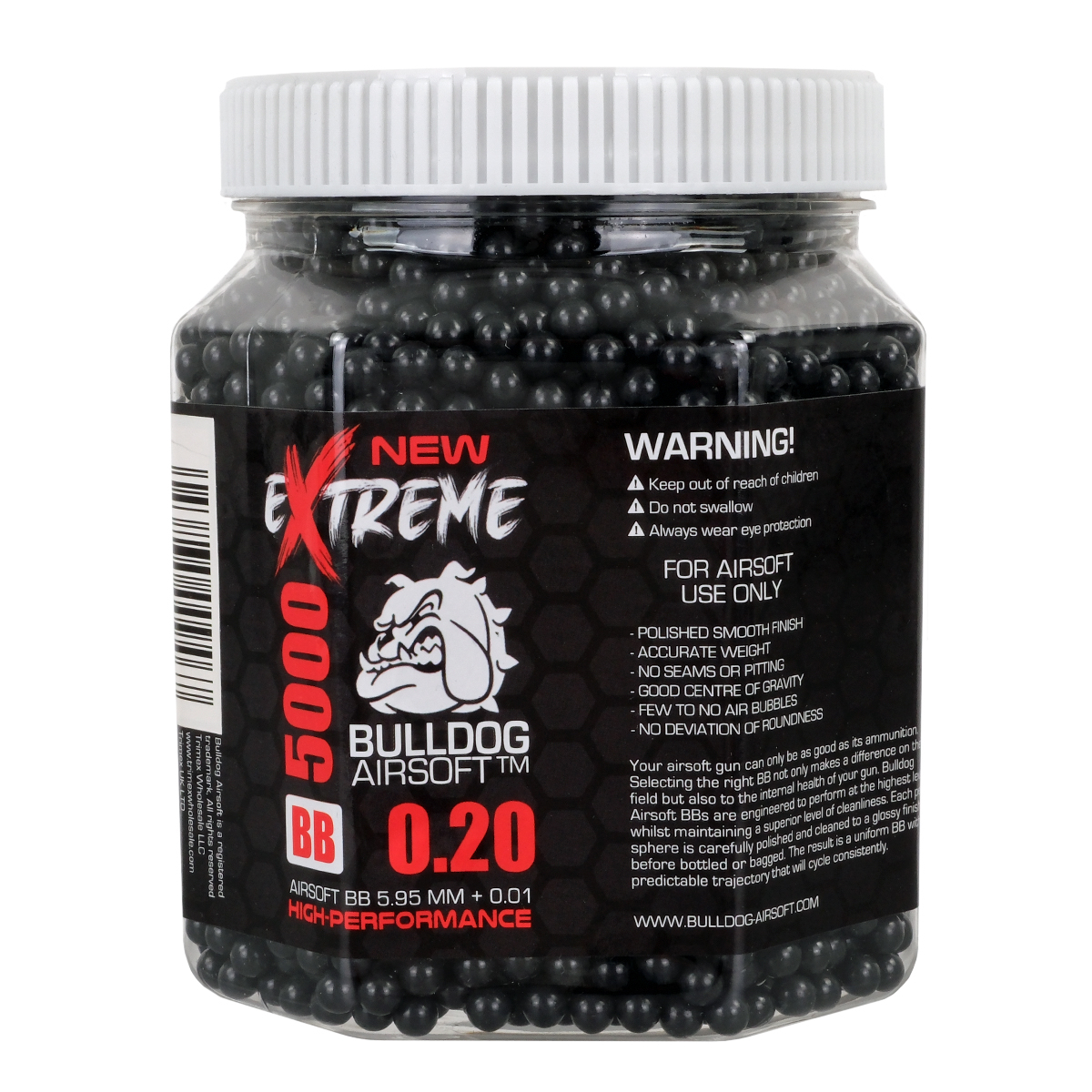 EXTREME BULLDOG 0.20G BLACK 5000 AIRSOFT BB PELLETS - Trimex Wholesale UK