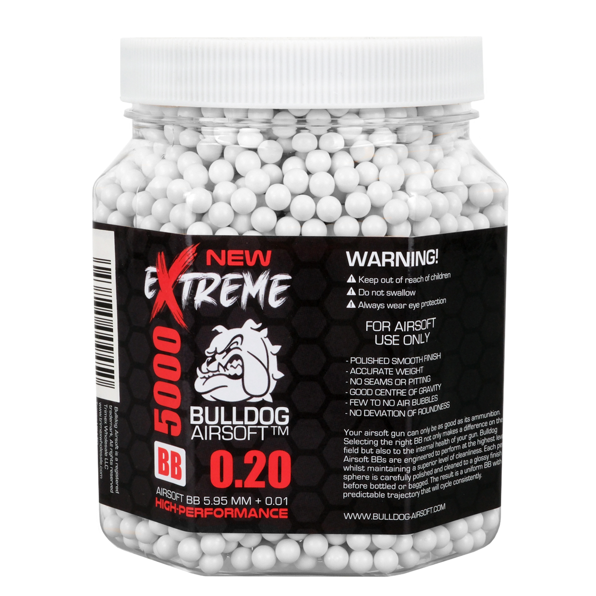 EXTREME BULLDOG 0.20G WHITE 5000 AIRSOFT BB PELLETS - Trimex Wholesale UK