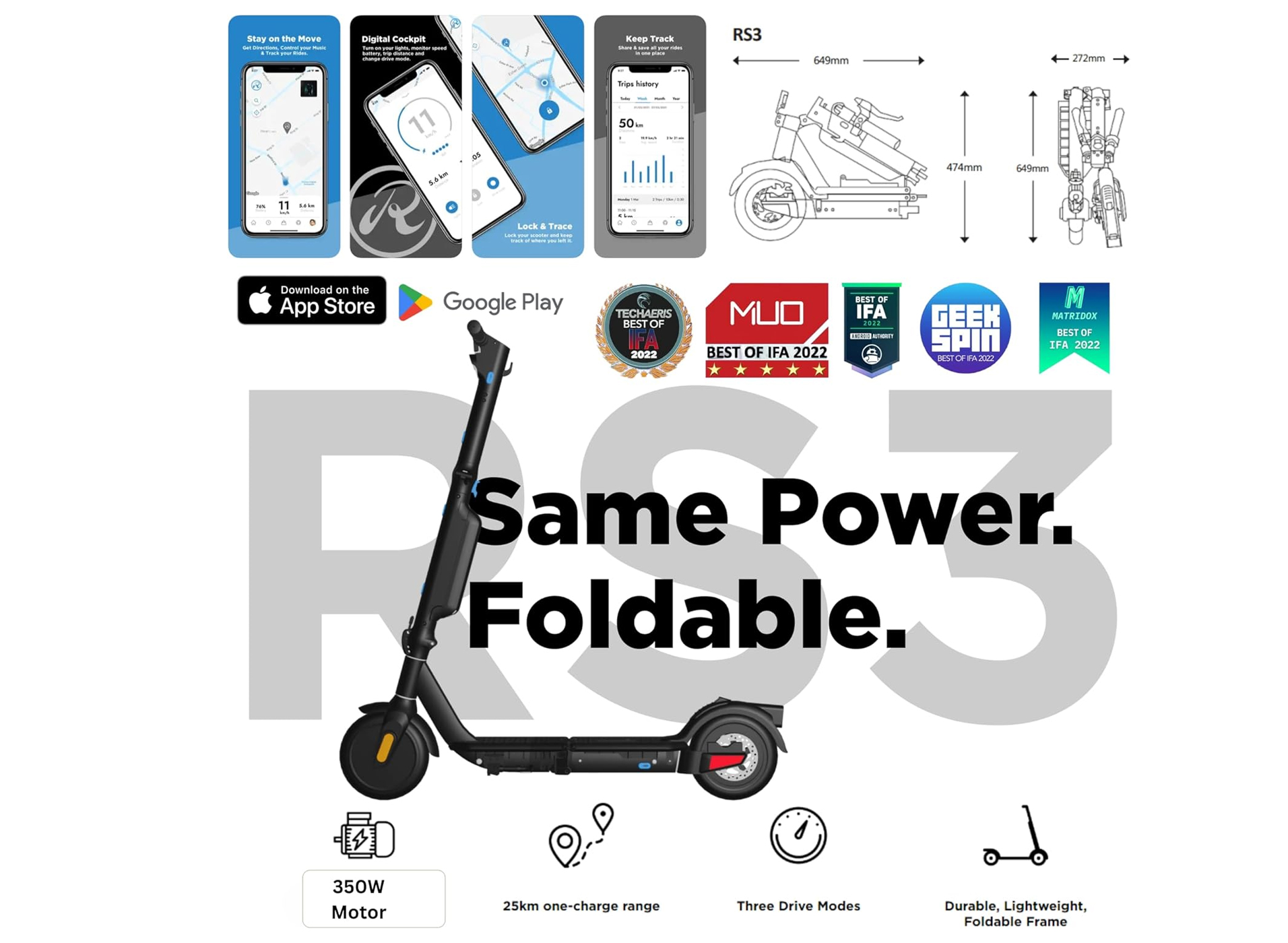 Riley Scooters RS3 Folding Electric Scooter - Trimex Wholesale UK