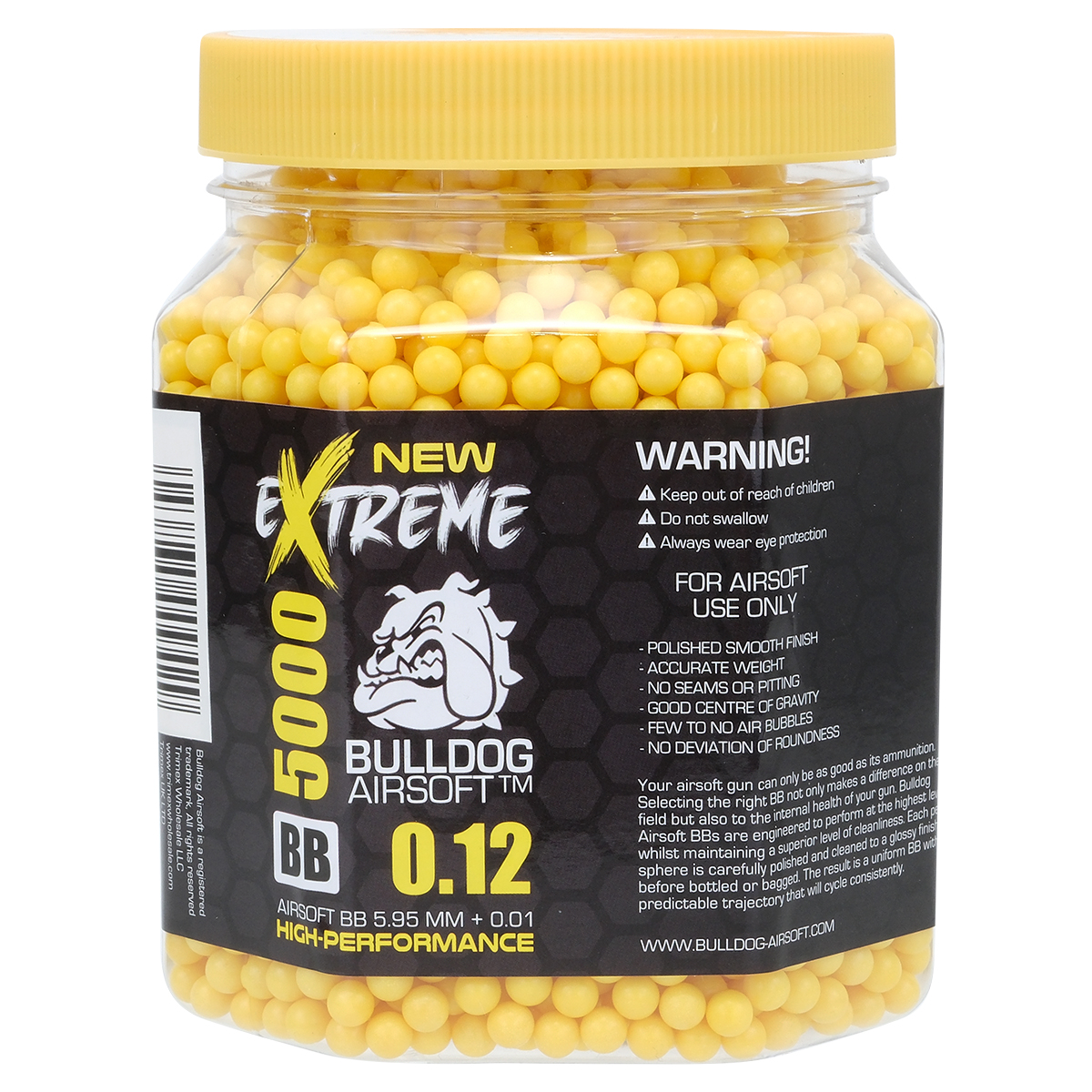 Extreme Bulldog 0.12g Yellow 5000 Tub Airsoft BB Pellets - Trimex ...