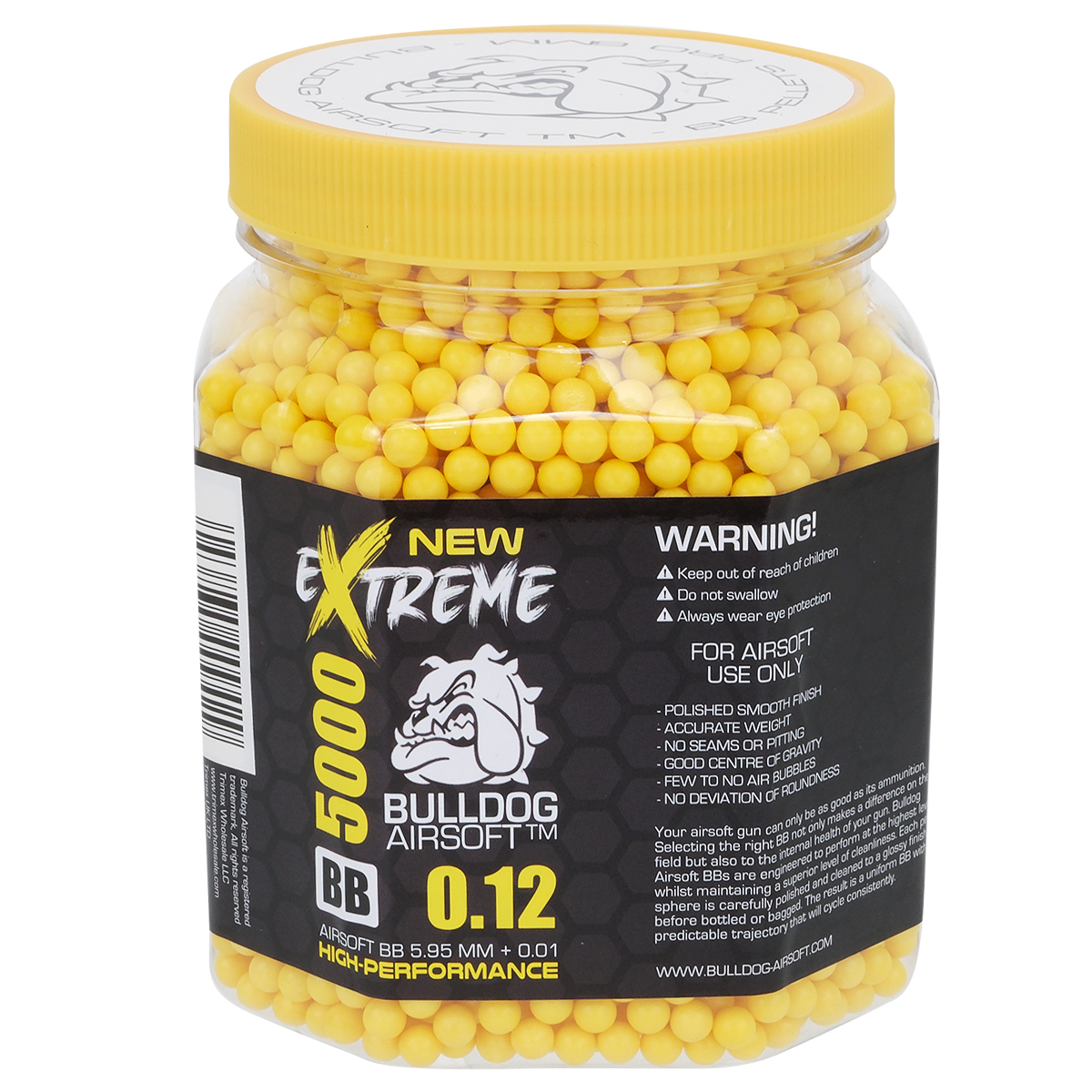 Extreme Bulldog 0.12g Yellow 5000 Tub Airsoft BB Pellets - Trimex ...
