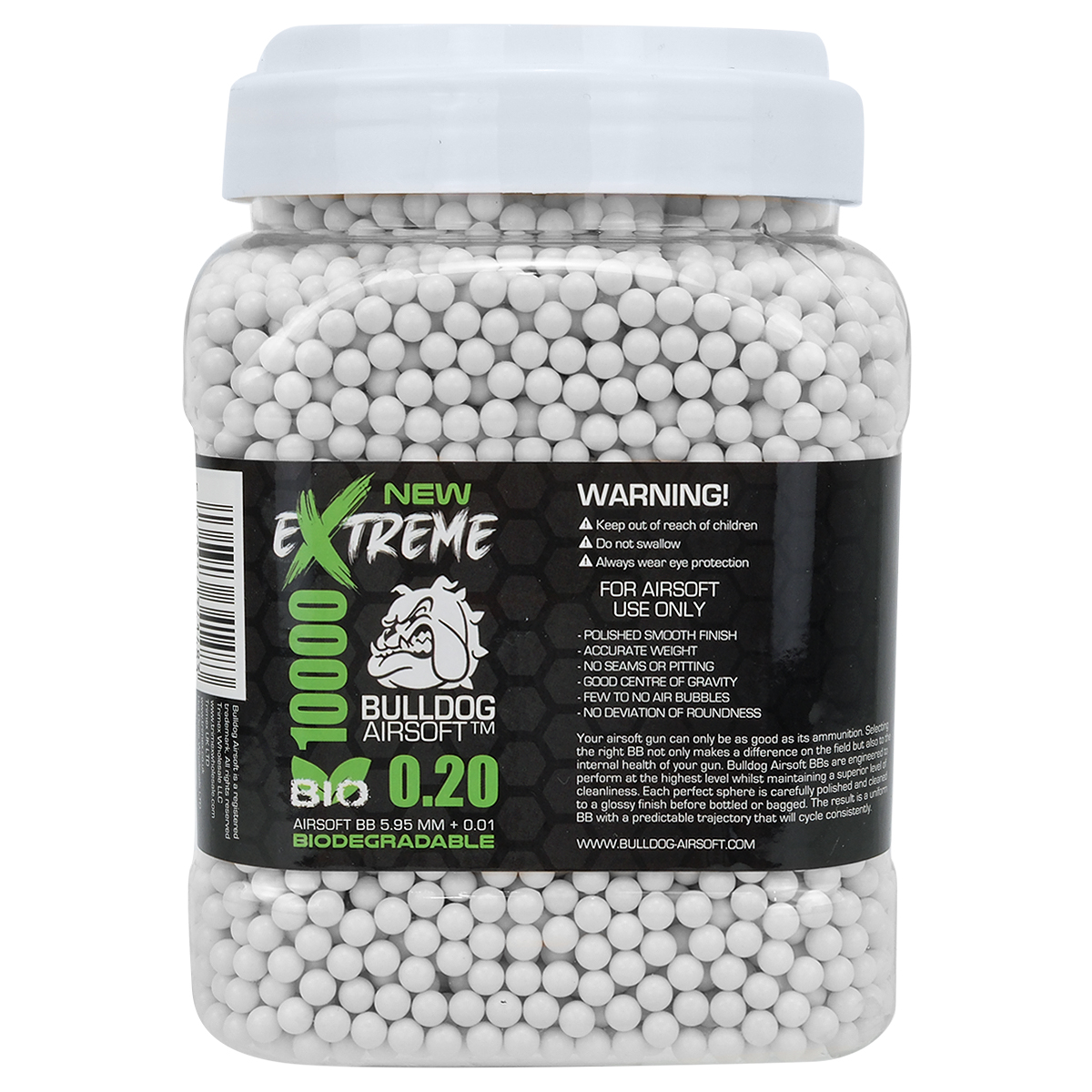 Extreme Bulldog 0.20g Bio 10000 Tub Airsoft BB Pellets - Trimex ...
