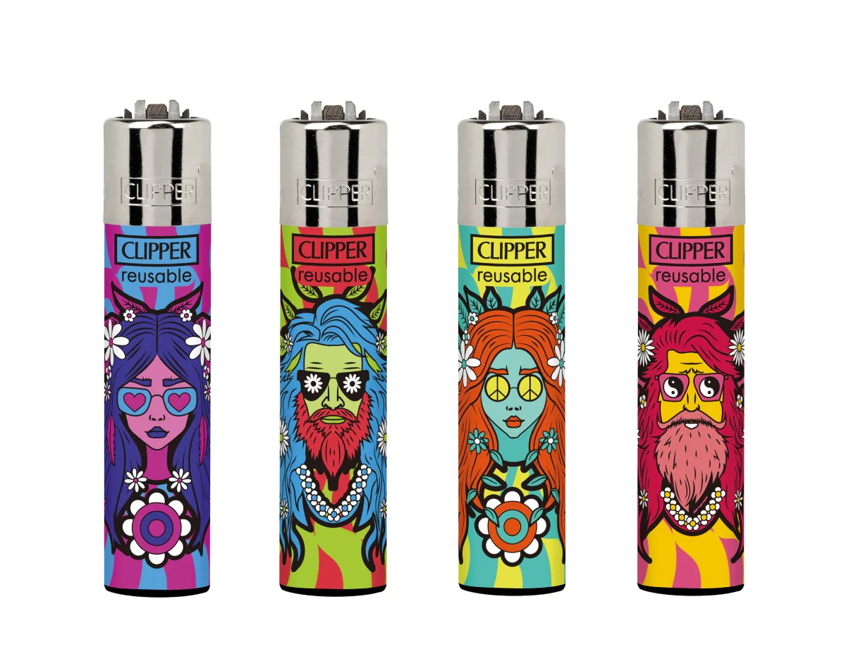 Pack of 40 Clipper Always Hippie 2 Lighter - Trimex Wholesale UK