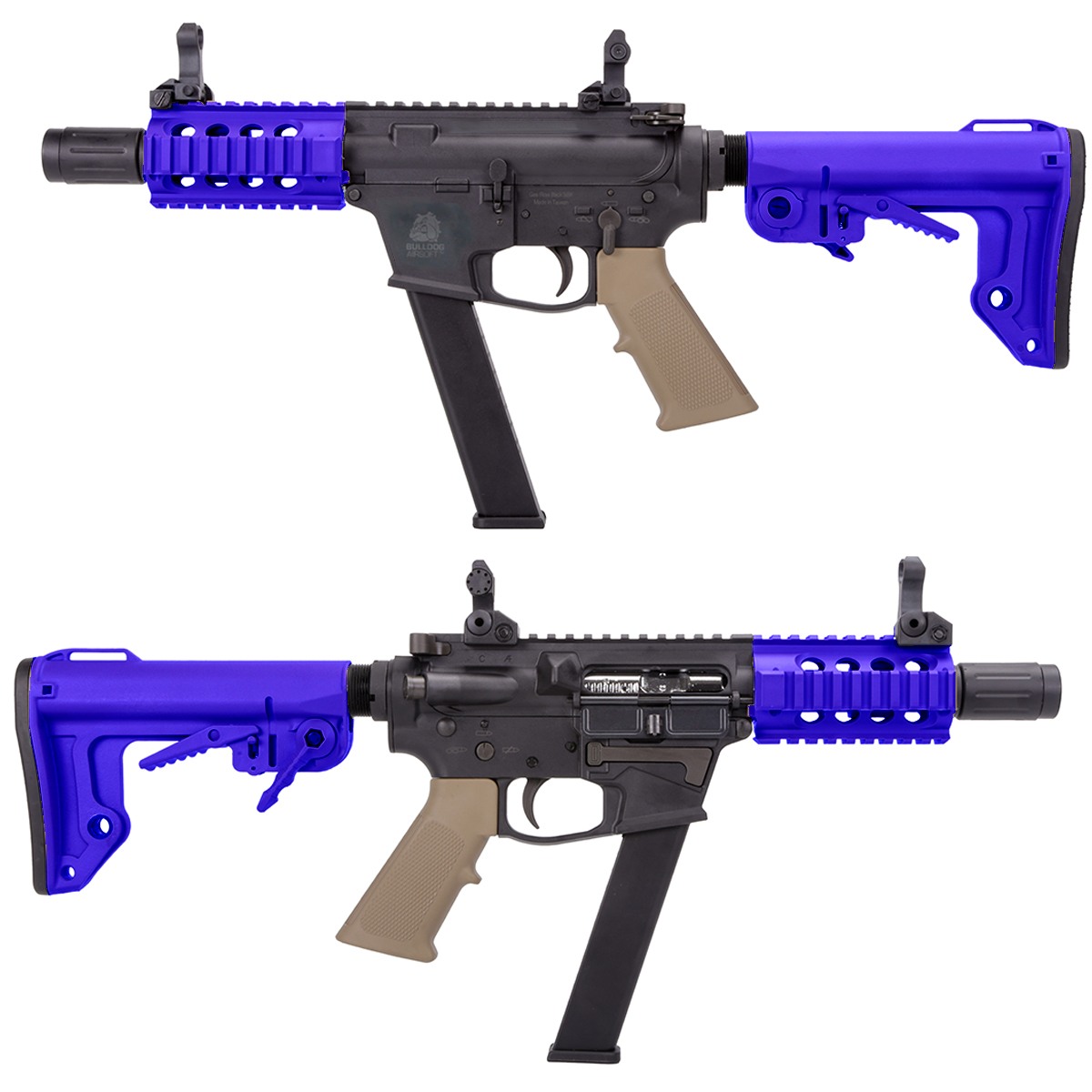 Bulldog TWS 9mm SBR GBB Lite Two Tone Tan Black Blue - Trimex Wholesale UK