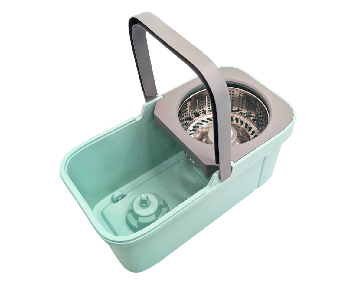 Deluxe 360° Spin Mop and Bucket Set with Stainless Steel Wringer, Drain ...
