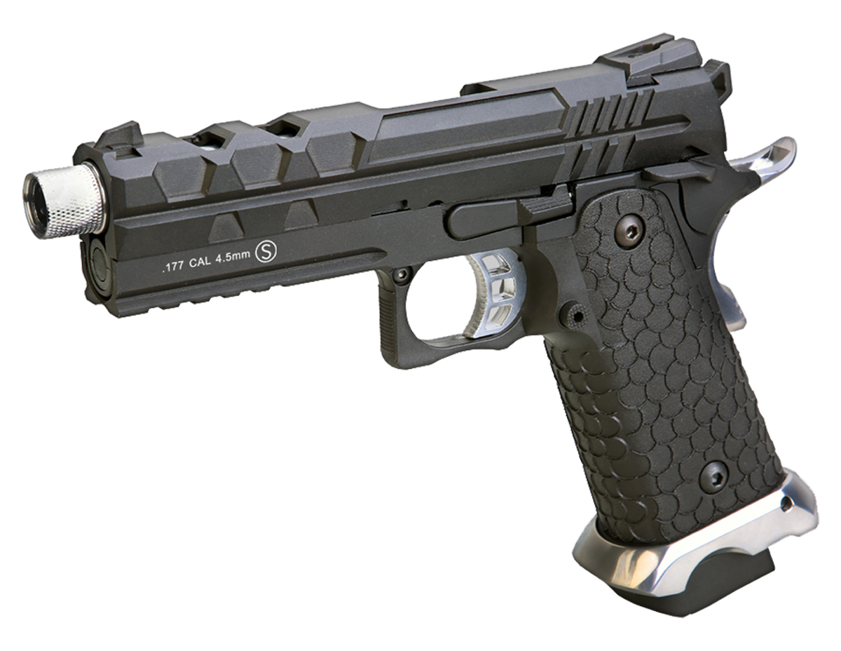 KL Tartarus MKIV Hi-Capa 4.5mm CO2 Blowback Threaded Barrel Air Pistol ...