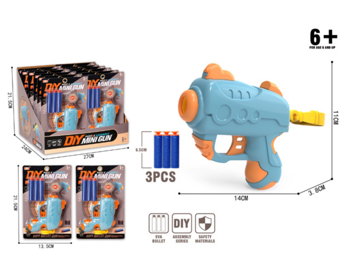 19866A-1 DIY Mini Soft Bullet Gun – EVA Foam Dart Blaster with 3 Darts ...