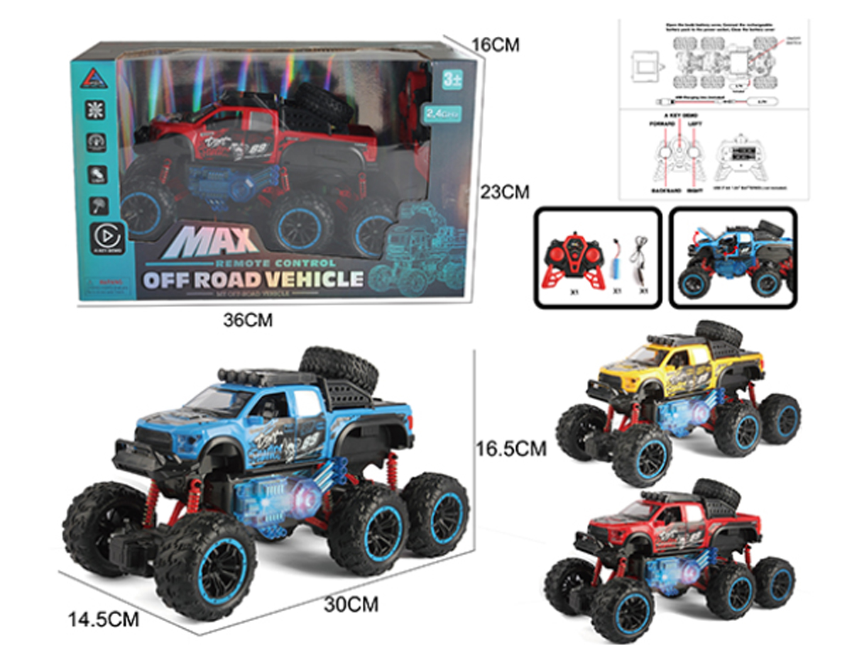 666- MAX 2.4GHz Remote Control 6-Wheel Off-Road Vehicle with Lights ...